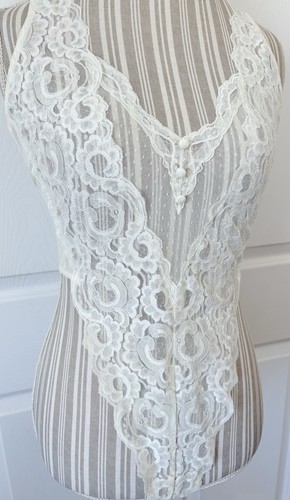 VTG 80s Victoria’s Secret GOLD LABEL Cream Stretch Lace Teddy High Cut ...