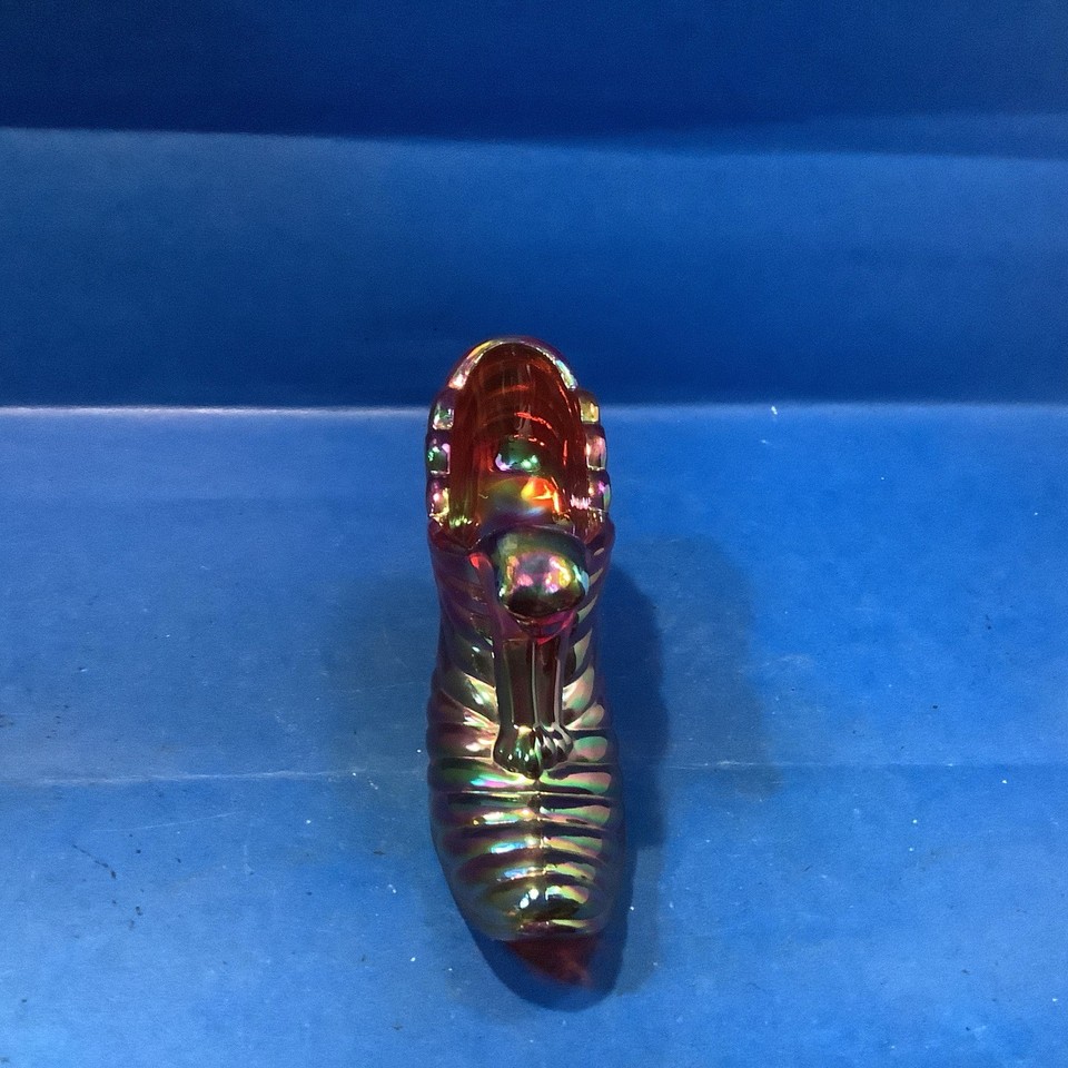 Fenton Glass Red Carnival Glass Cat Head Shoe Slipper | eBay