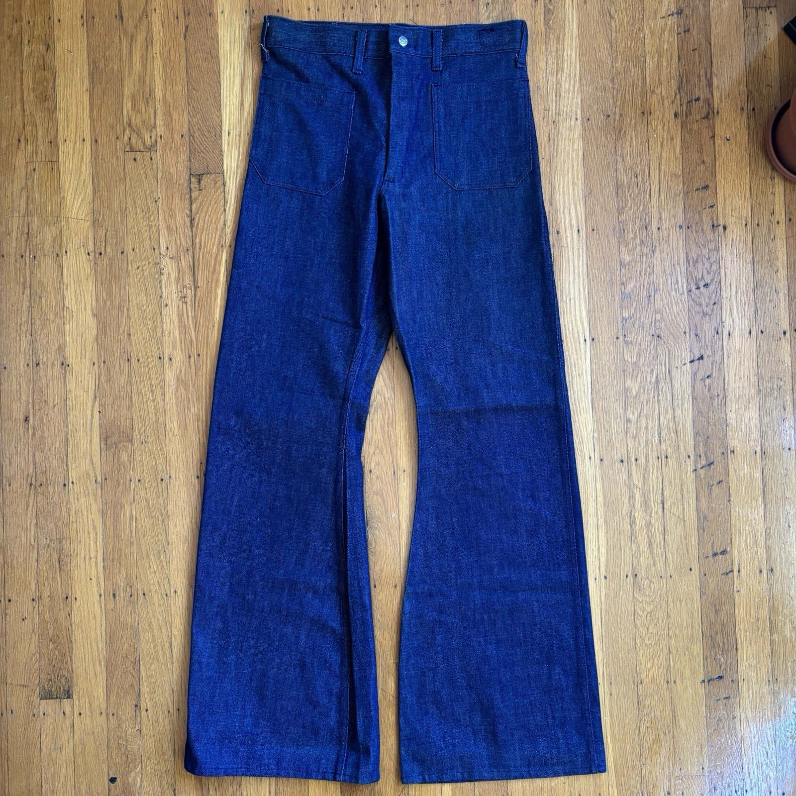 70s Vintage Seafarer Dungaree Navy Flared Bell bottom… - Gem