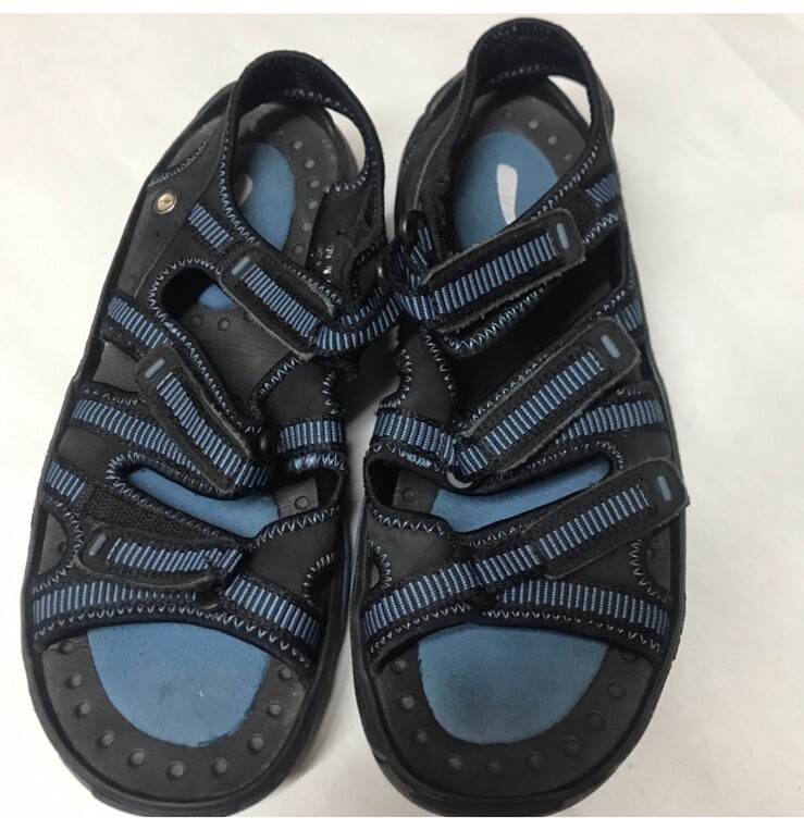 Clarks Privo 7 Sport Sandals Black Blue Adjustable Strap Flats | eBay