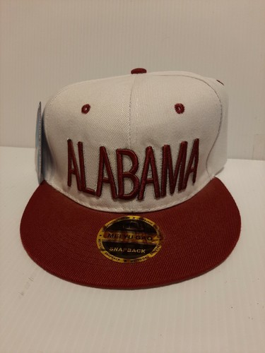 ALABAMA (WHITE & MAROON) FLAT BILL SNAPBACK ADJUSTABLE CAP HAT | eBay