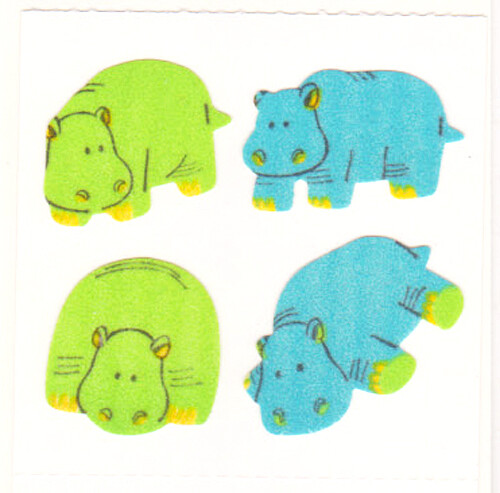 Vintage 80's Great Seven 7 FUZZY Hippos Hippopotamus Sticker Mod | eBay
