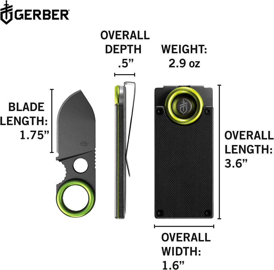 NEW Gerber Flat Fixed Blade Pocket Knife & Wallet Money Clip Credit Card Holder | eBay