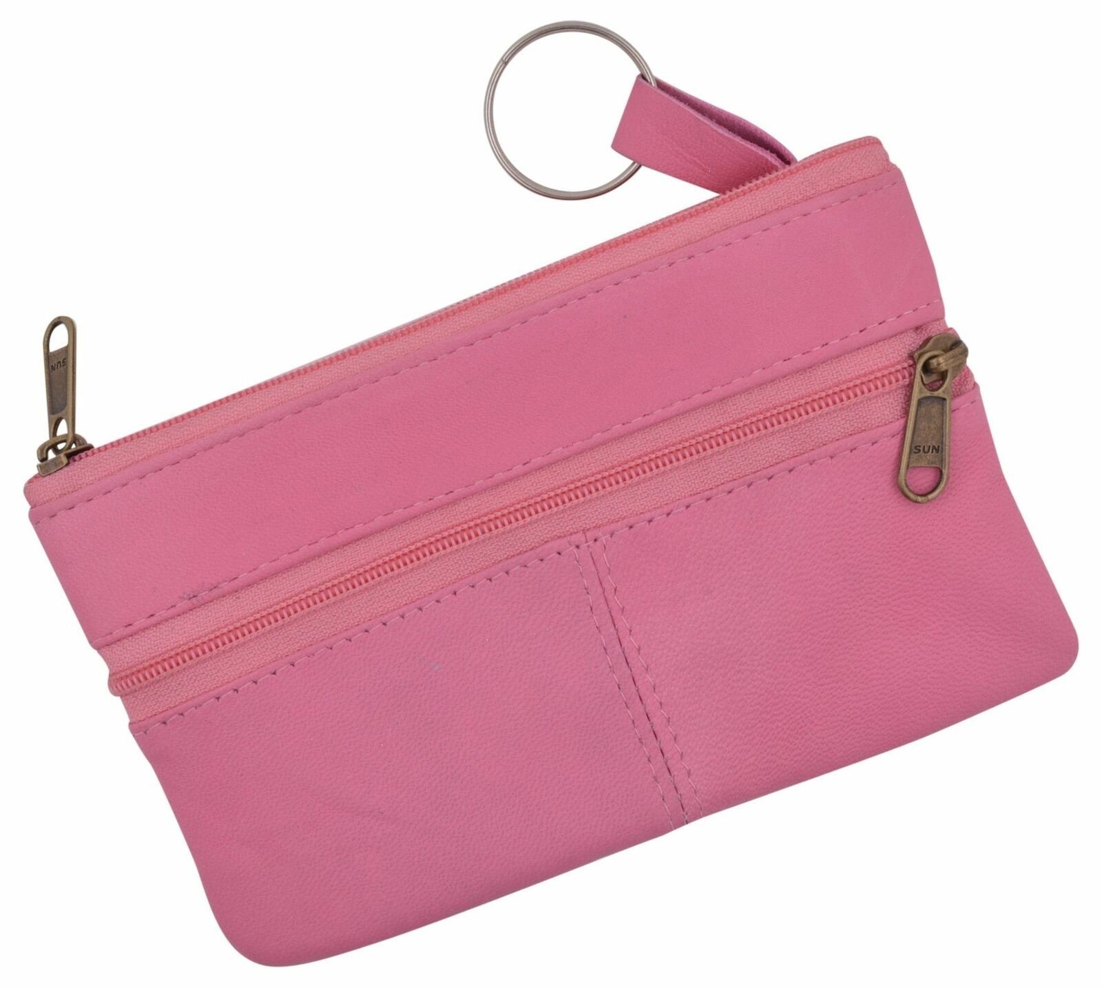 Women's Genuine Leather Large Coin Change Purse with Key Ring for ...