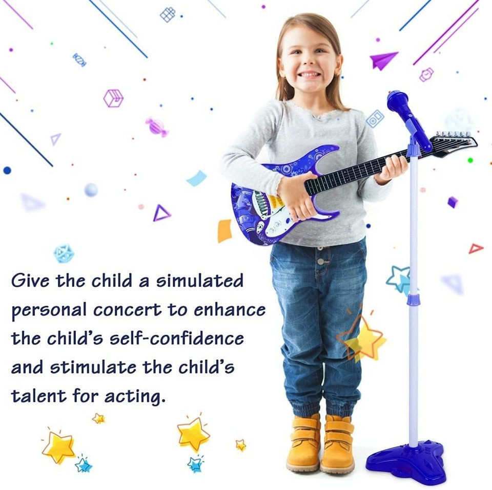 Kids Karaoke Electric Guitar Set MP3 Player Learning Toys Microphone ...