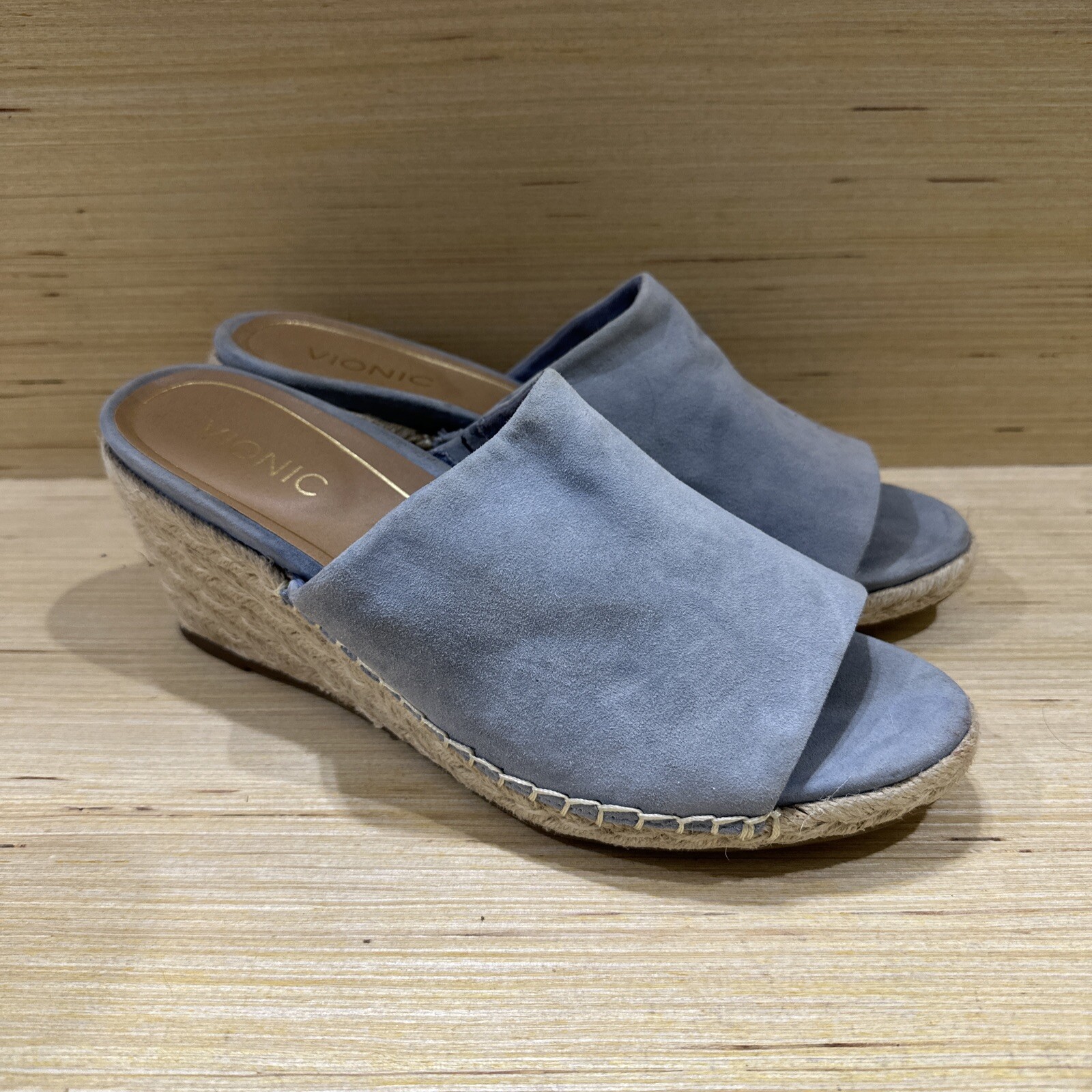 Vionic Tulum Kadyn-Wedge Sandals Baby Blue Suede Size… - Gem