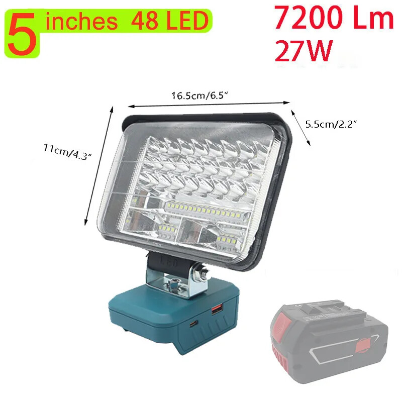 Cordless LED Work Lamp Light Flashlight Torch Spotlight For Bosch 18V ...