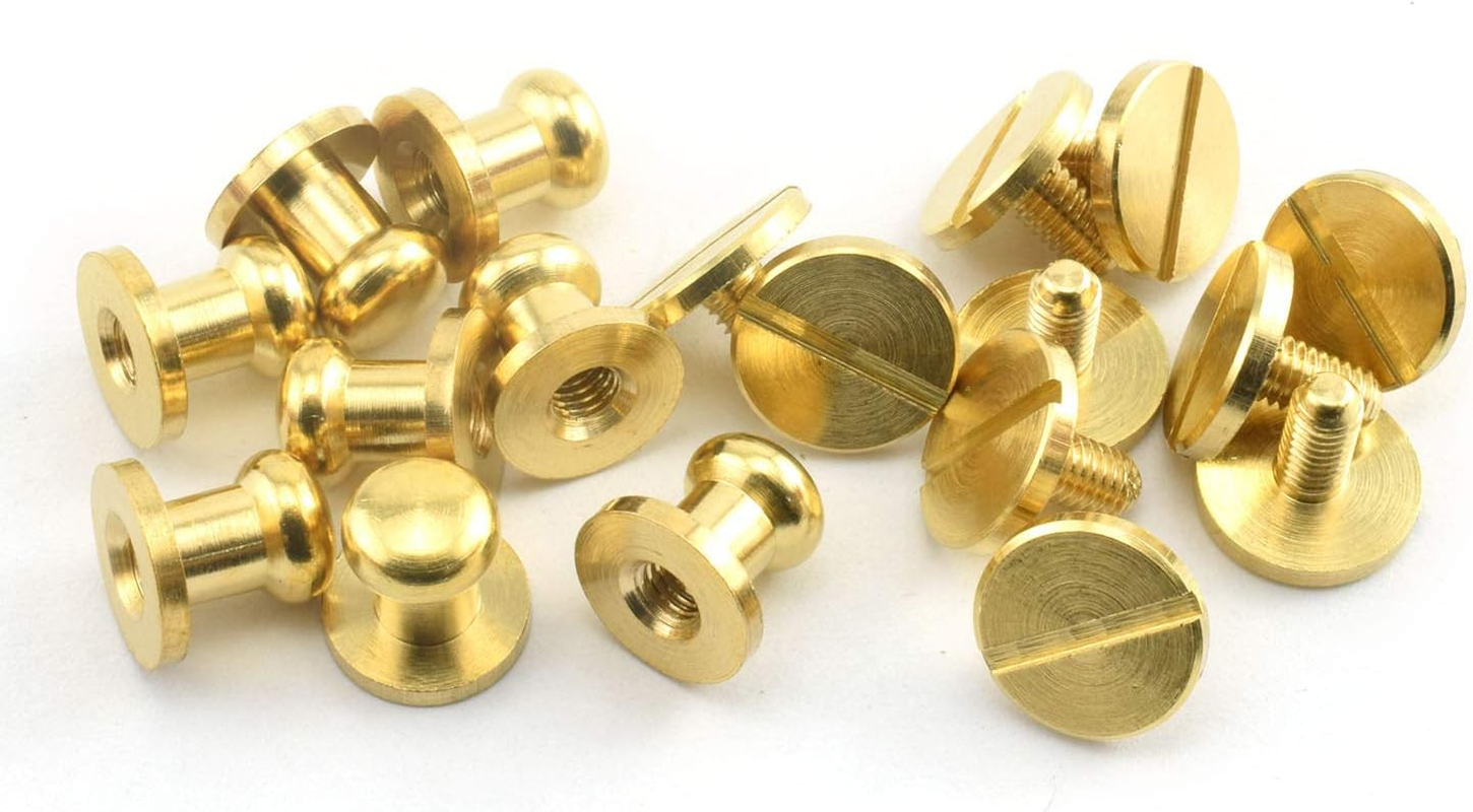 8PCS Solid Brass Sam Browne Button Screw Studs Nail round Rivets for ...