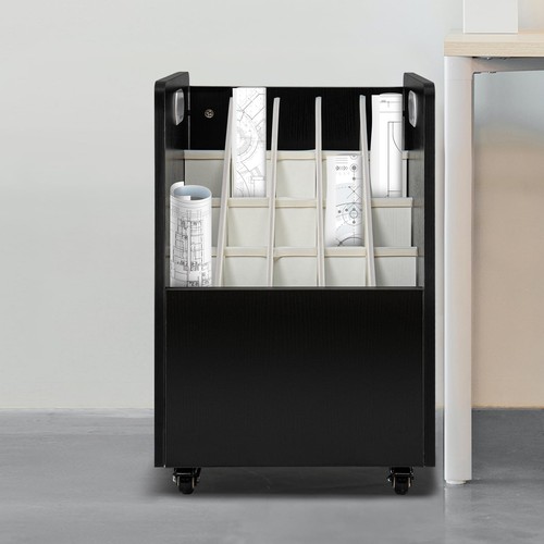 Blueprint Storage Rack - 20 Slot Black Rolling Map Holder on Wheels ...