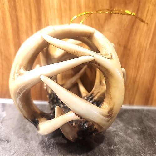 Deer Antler Ball Ornament 4” Hunting Lodge Cabin Rustic Christmas Decor ...