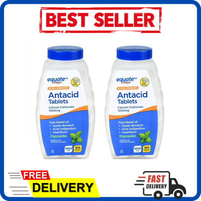 Equate Ultra Strength Antacid Chewable Peppermint Tablets, 1000 Mg, 320 ...