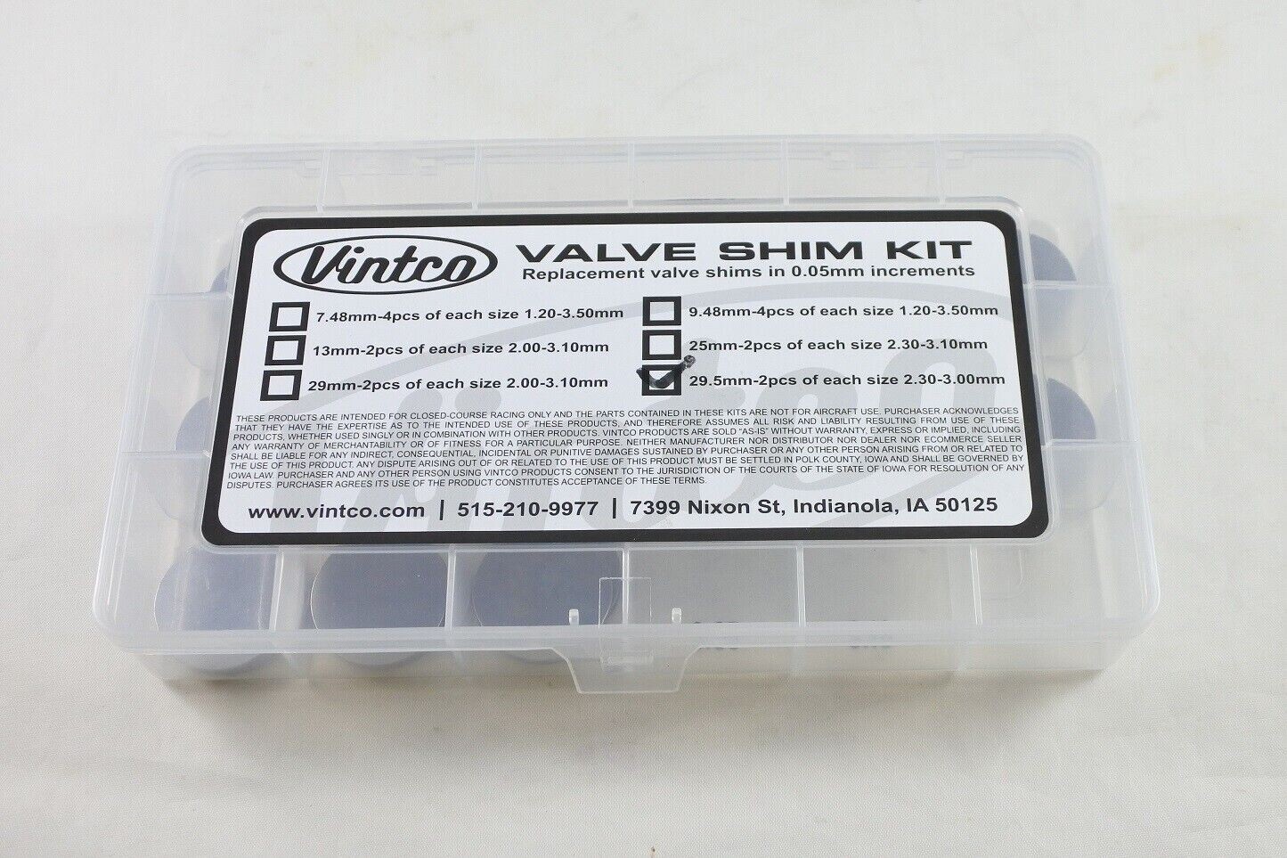 29.5mm Valve Shim Kit 2pcs of each size 2.30mm-3.00mm in 0.05mm ...