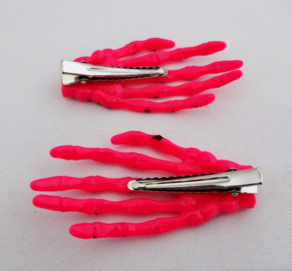 Halloween Hair Clips Skeleton Hand Plastic Zombie Hands Metal Clips | eBay