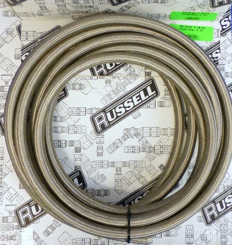 Russell 632140 ProFlex Braided Stainless Steel Hose - 8 AN 20' Fuel Oil ...