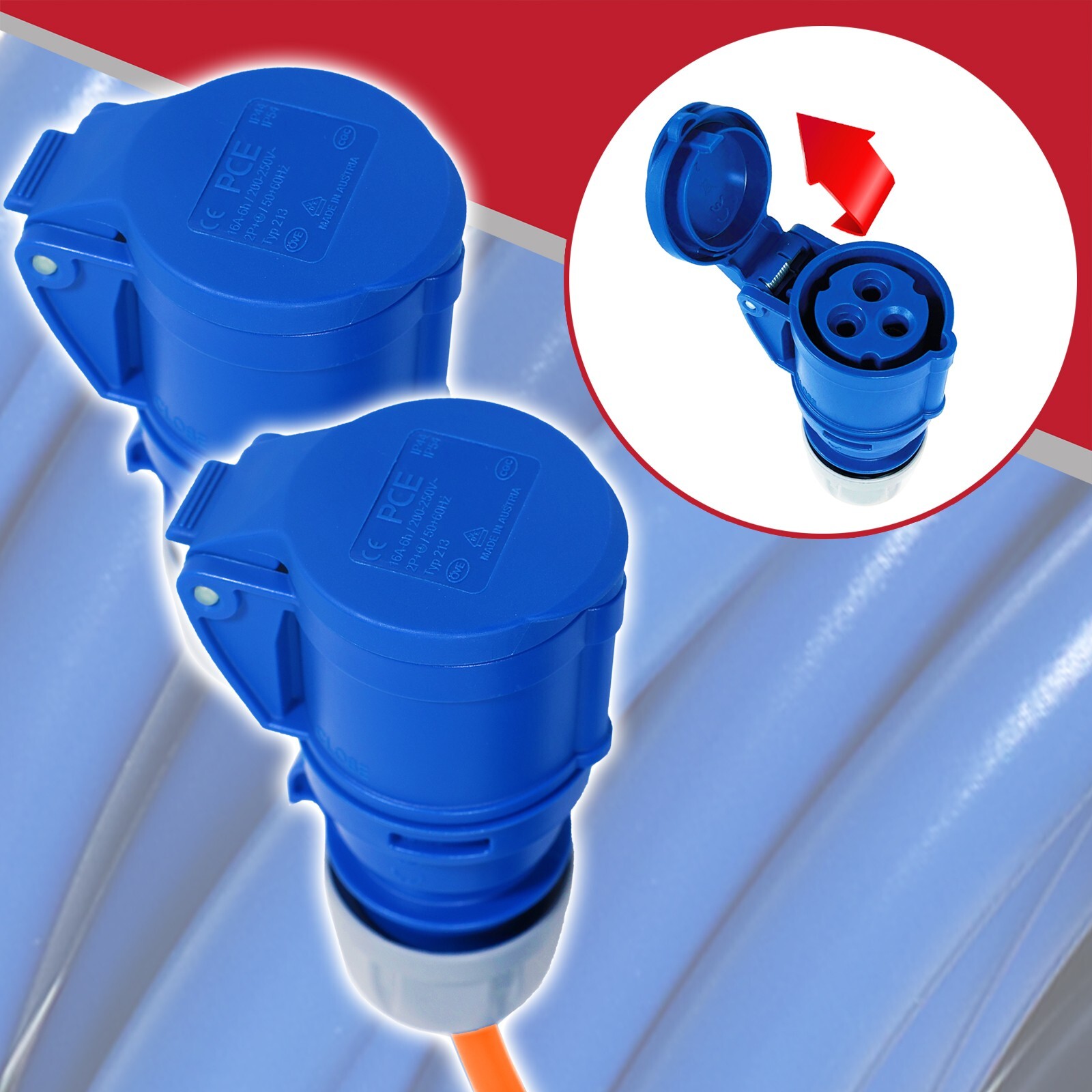 16A Splitter Cable 240V Generator 2 Way Hook Up Y Piece 2 x 16 Amp ...