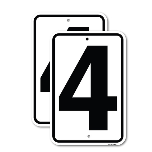(2 Pack) Number 4 Sign 18" x 24" Heavy-Gauge Aluminum, Rust Free ...