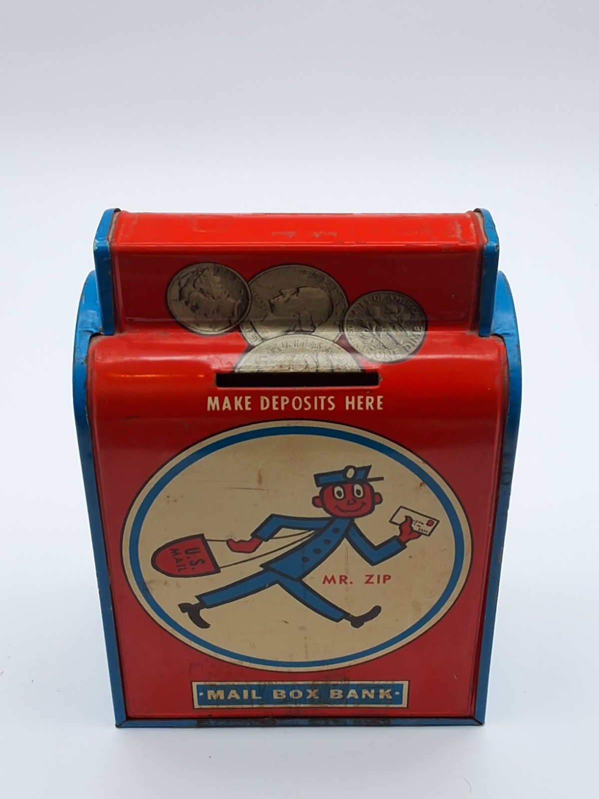 Vintage Original USPS Mr. Zip Mail Box Tin Coin Bank by Ohio ArtのeBay公認 ...