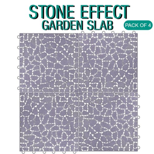 GREY STONE EFFECT GARDEN SLABS STRONG DURABLE WEATHER RESISTANT ...
