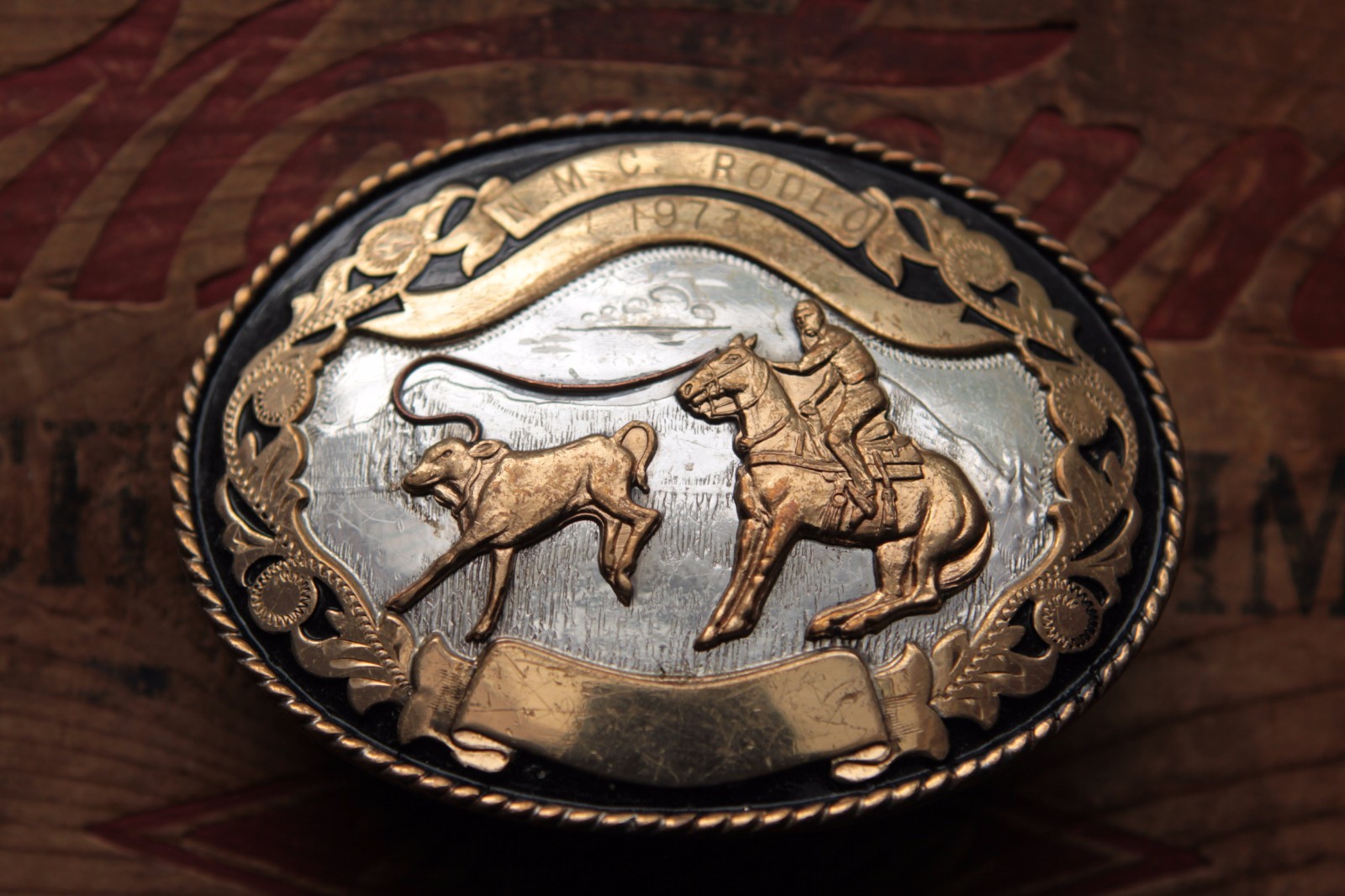 Vintage Comstock Silver Cowboy Calf Roping 1973 Western Trophy Belt ...