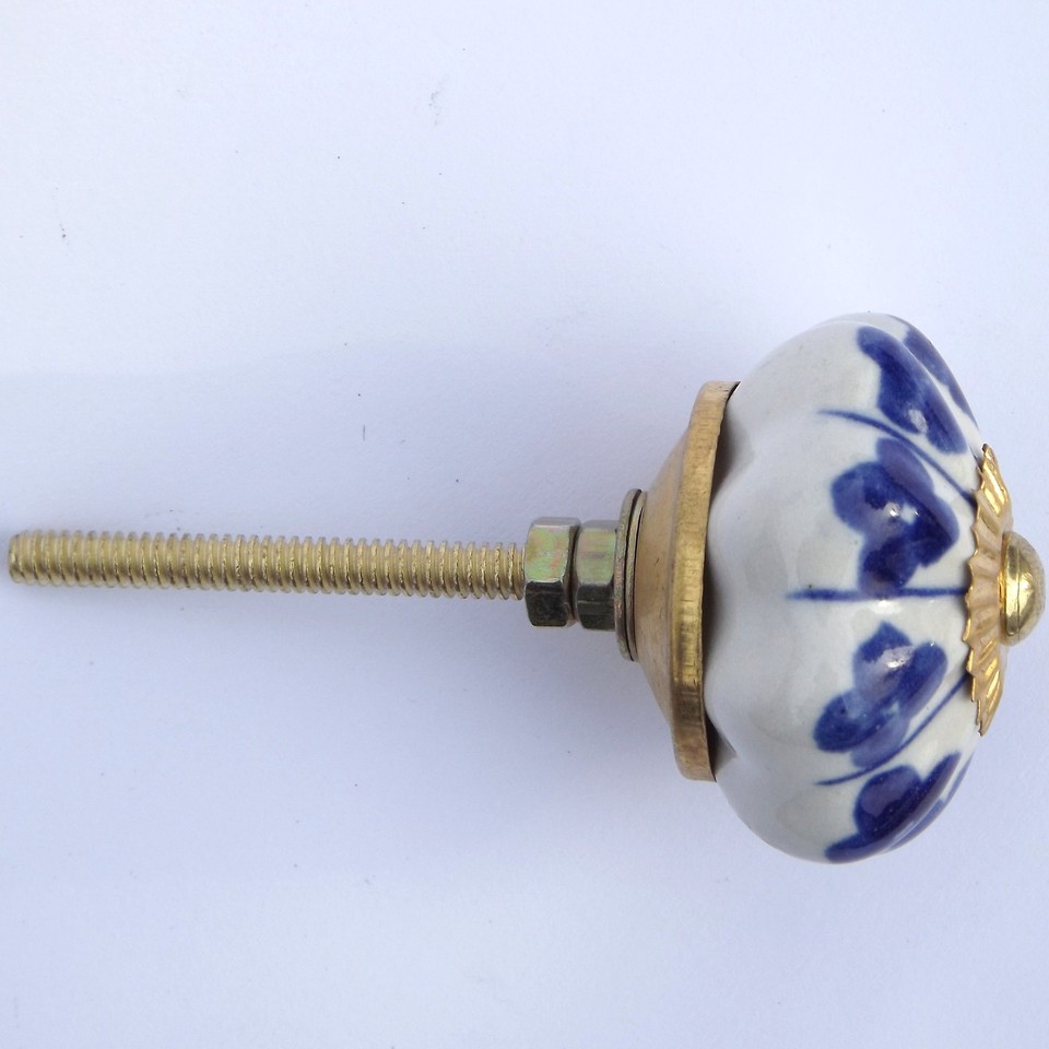 Blue White Ceramic Porcelain Door Knob Handle Drawer cupboard pull ...