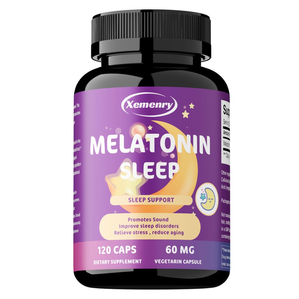 Melatonin 60mg - Night Sleep Aid, Fall Asleep Faster, Improve Sleep ...