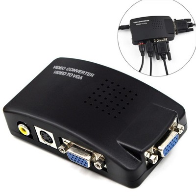 Switch Box RCA to VGA Converter S-Video AV Input Video to VGA Converter ...