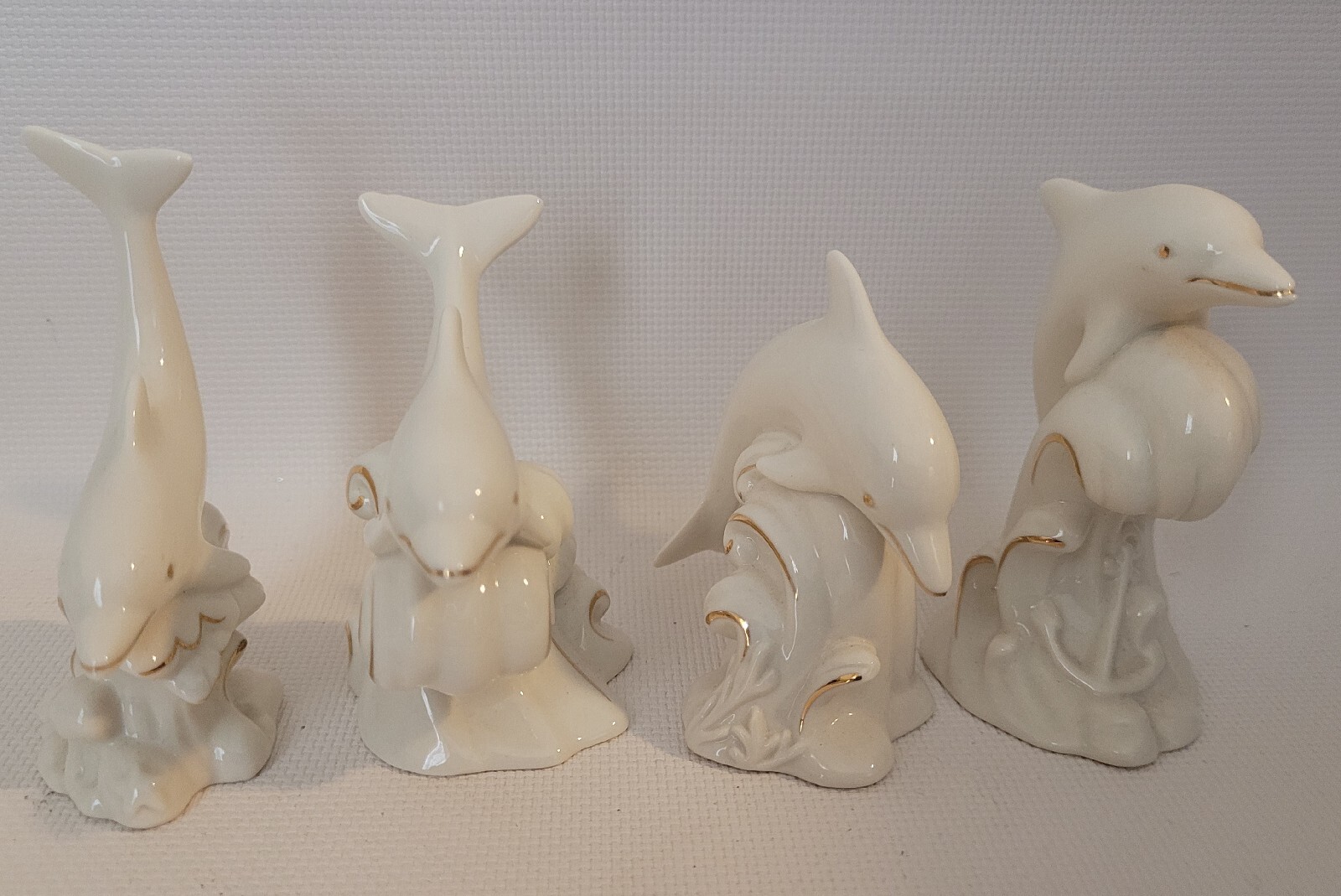 Set of 4 Lenox Dolphins with Waves Figurines ~ Gold Trim | eBay