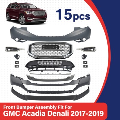 Front Bumper Cover Kit Grille For 2017 2018 2019 GMC Acadia Denali w ...