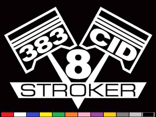 2 V8 383 CID STROKER ENGINE PISTON DECALS 350 400 STICKER EMBLEMS ...