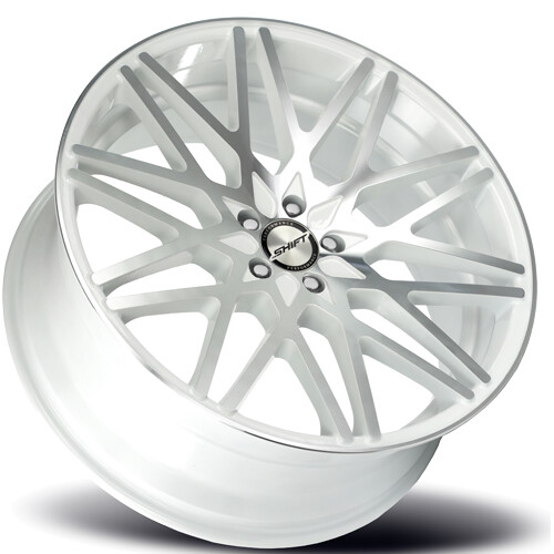 (4) Shift H32 Formula 20x8.5 5x4.5" +35mm White/Machined Wheels Rims 20 ...