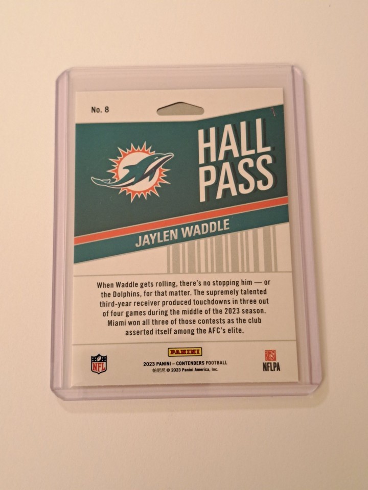 Jaylen Waddle 2023 Panini Contenders Hall Pass Insert #8 In Toploader ...