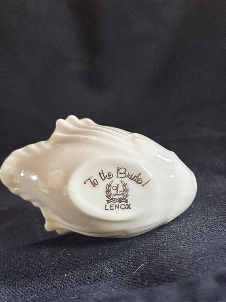 LENOX Porcelain Swan Ivory Ring Holder Dish "TO THE BRIDE" Trinket Gold ...