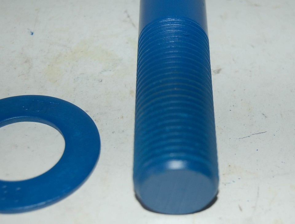 (Lot of 10) Blue Teflon Heavy Hex Bolts 1-1/4-8 x 9-1/2" Stud Washers ...