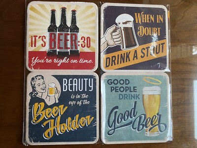 Four Craft Beer Coasters 4" Humorous Bar ware New | eBay