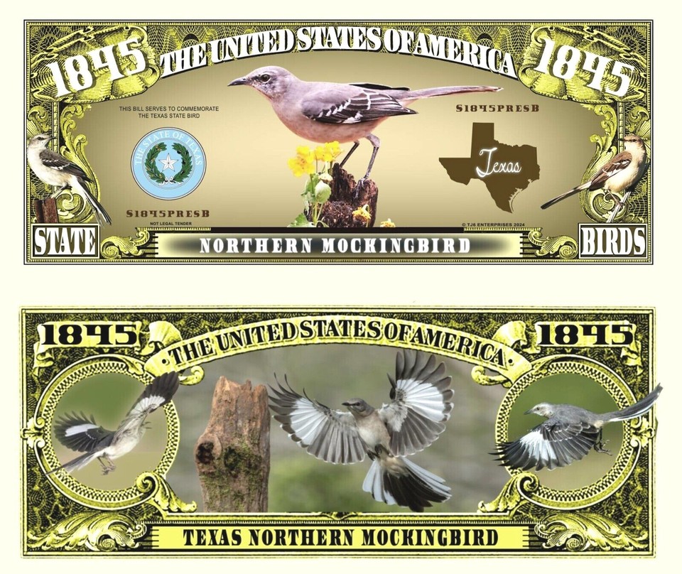 Full Set of All 50 US State Bird Funny Money Novelty Dollar Bills ...