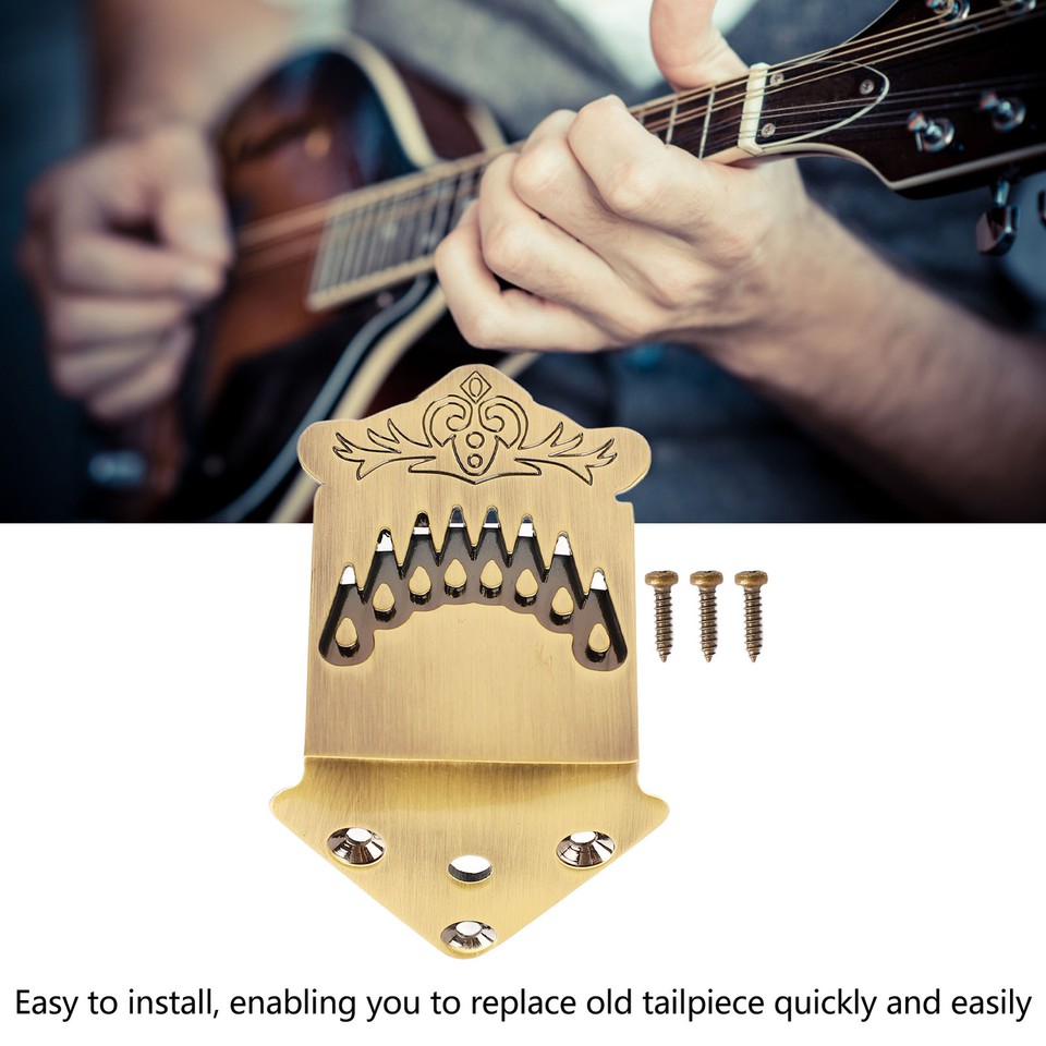 8 String Mandolin Tailpiece Feather Pattern Metal Bronze Color Mandolin ...