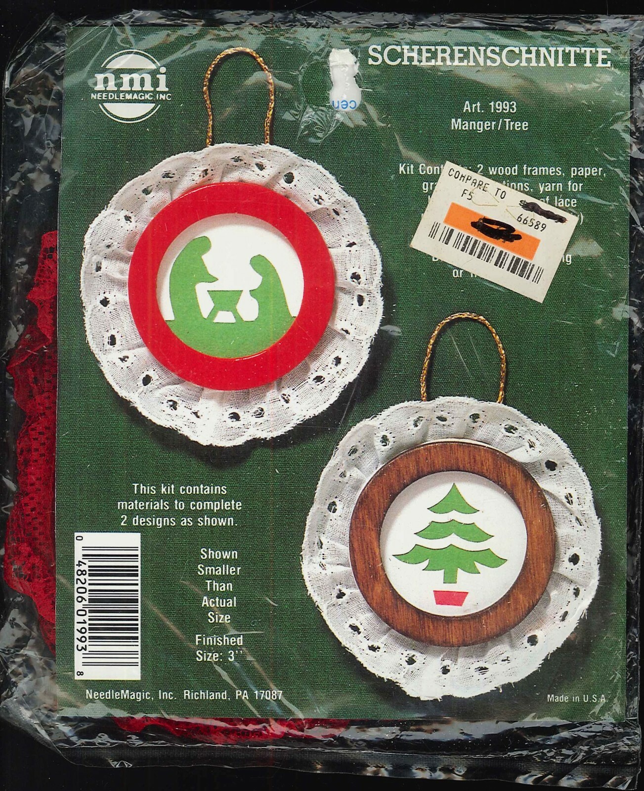 Scherenschnitte Ornaments Mini Kit W Frame 3" NMI #1993 Christmas Tree ...