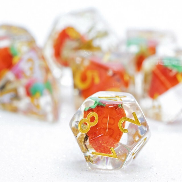 Sage's Familiars - Magic Strawberries Resin Polyhedral Dice Set | RPG ...