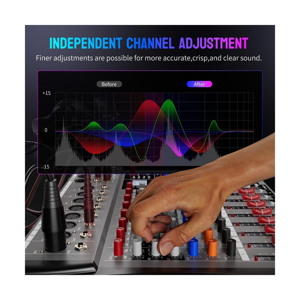 Professional DJ Audio Mixer - 8 Channel DJ Bluetooth Controller Sound ...