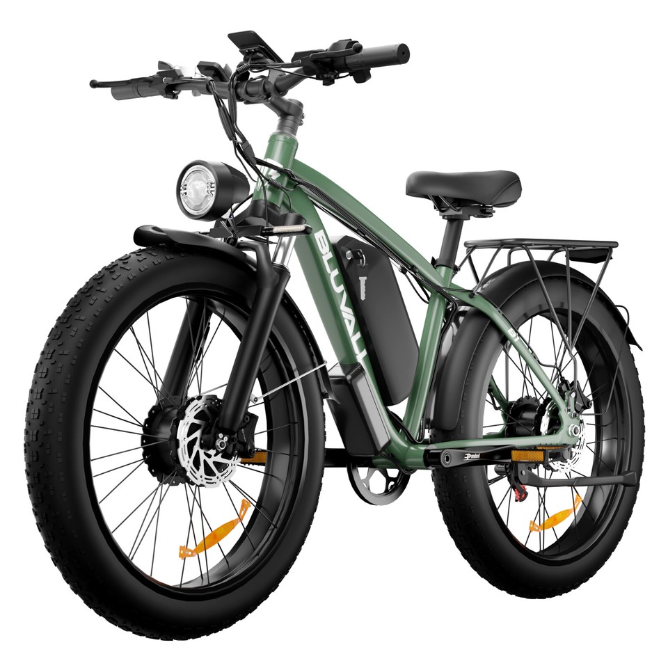 Bluvall 26" Fat Tire AWD 3000W Electric Bike, 48V 22.4AH 35MPH Mountain ...