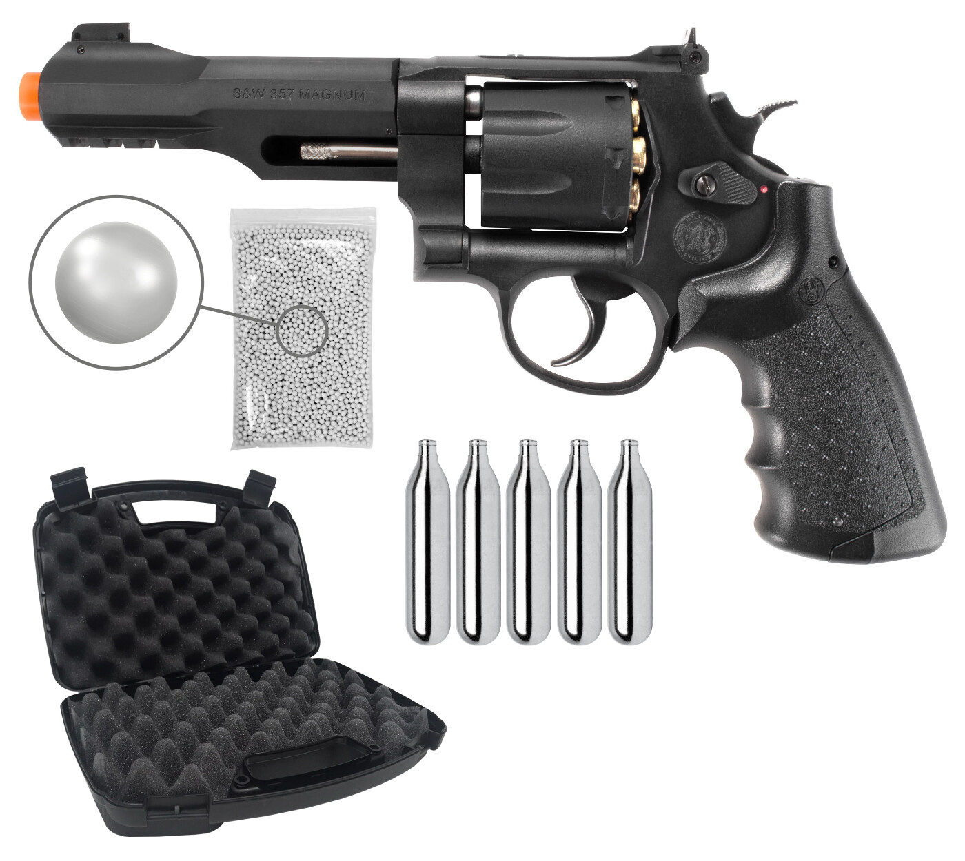 Umarex S&W Airsoft Revolver M&P R8 6mm with Hard Case BBs and CO2 Tanks ...