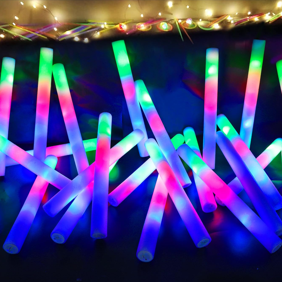 12-96 LED Light Up Foam Sticks Wand Rally Batons DJ Flashing Glow Stick ...
