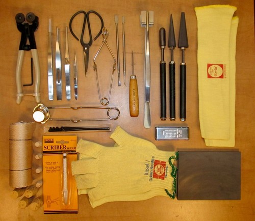 glassblowing tools lot graphite reamer shears nippers tweezers ...