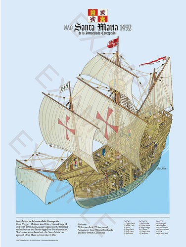 The Santa Maria - Sailing Ship Cutaway 18 x 24" by Donn Thorson | eBay