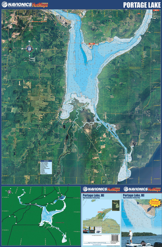 Navionics Premium HotMaps Waterproof Portage Lake Michigan Paper Chart ...