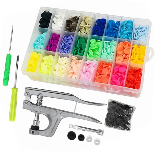 Snaps and Snap Pliers Set 1500 Pcs T5 Plastic Buttons Plastic Snaps ...