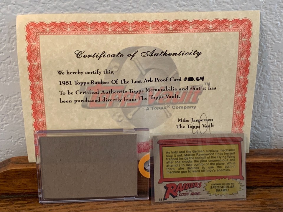 1981 Indiana Jones ROTLA Topps Vault Proof Card & COA Card #64 MARION ...