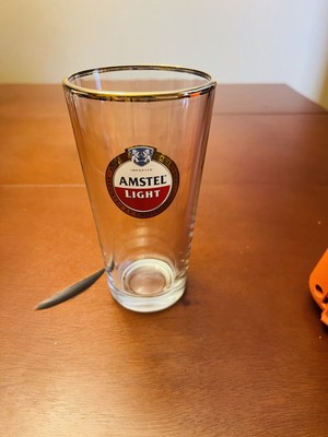 AMSTEL Light Vintage pint Beer Glass. Gold rimmed pint glass. Amstel ...