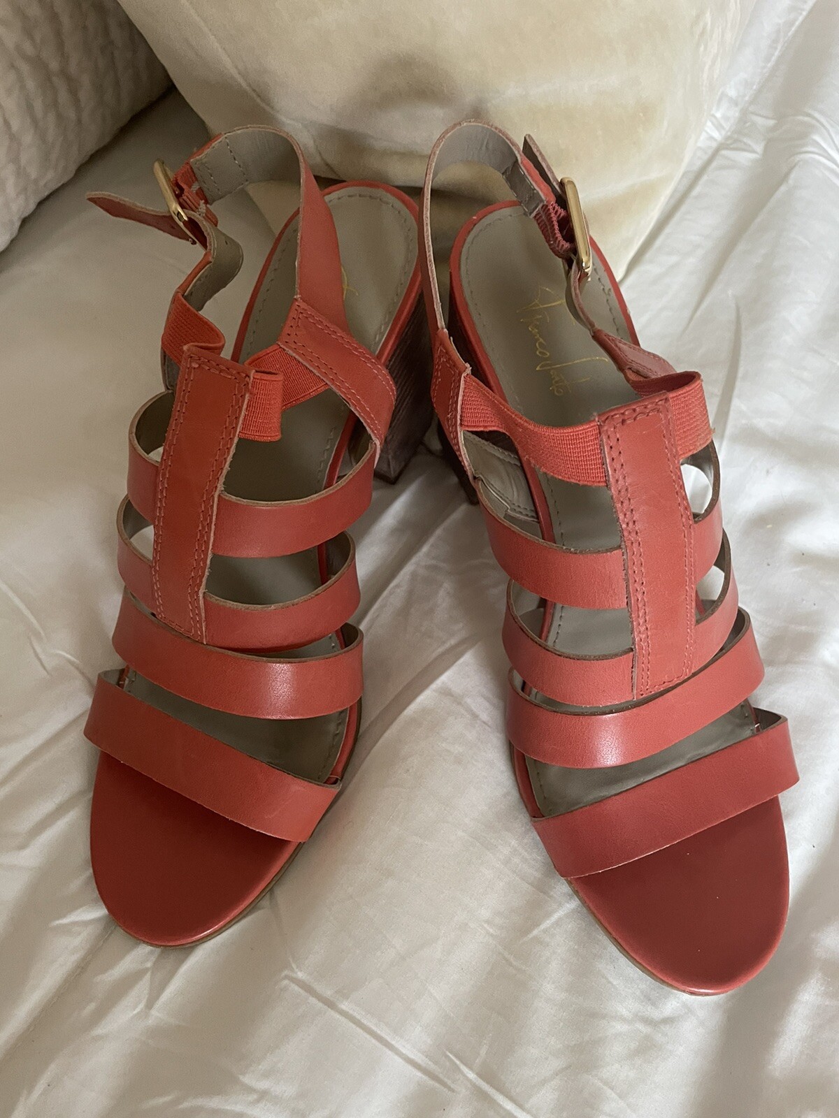 FRANCO SARTO Melon LEATHER Block Heel Strappy Sandal… - Gem