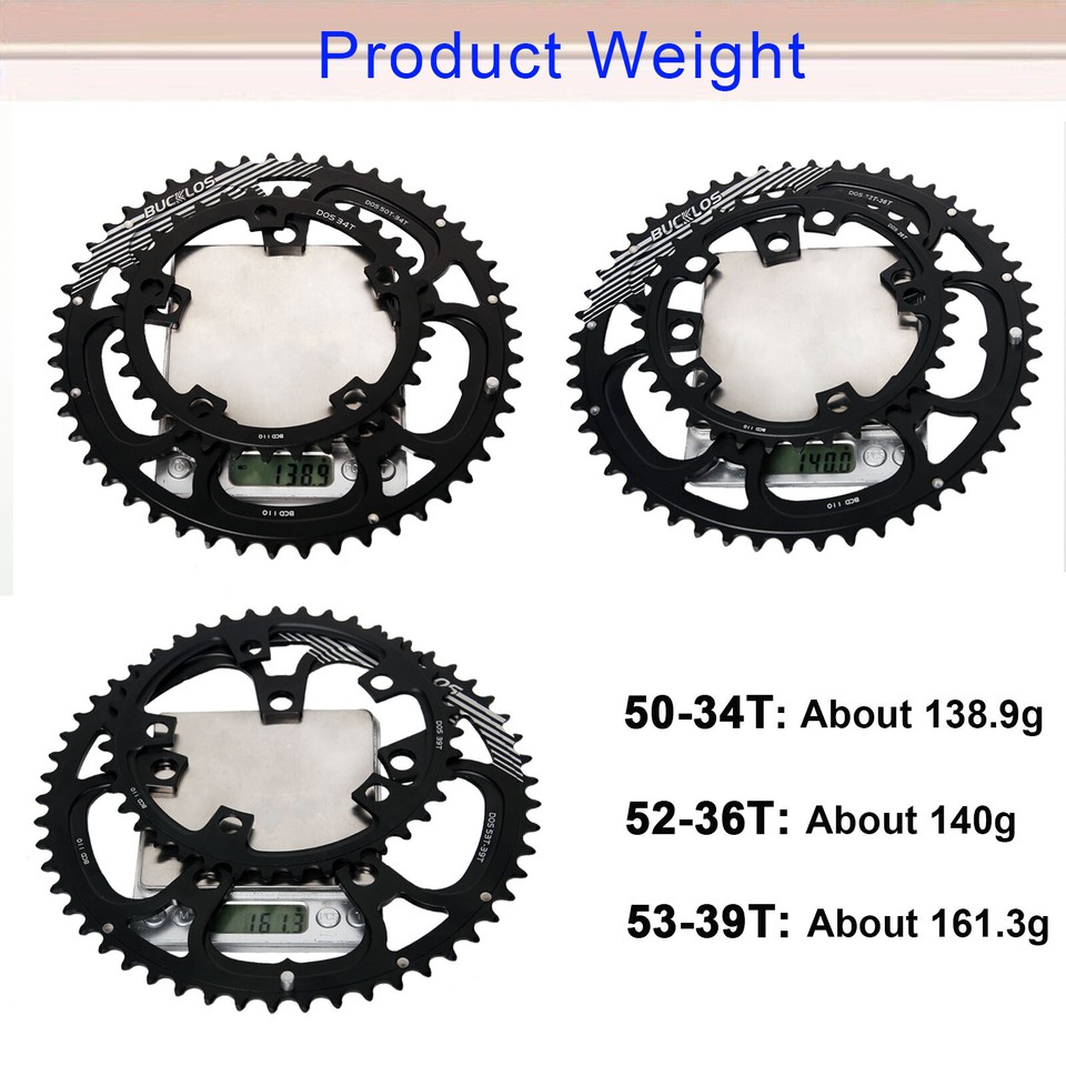110BCD 34T-53T Road Bicycle Chainring Double Tooth Chain Ring Aluminum ...